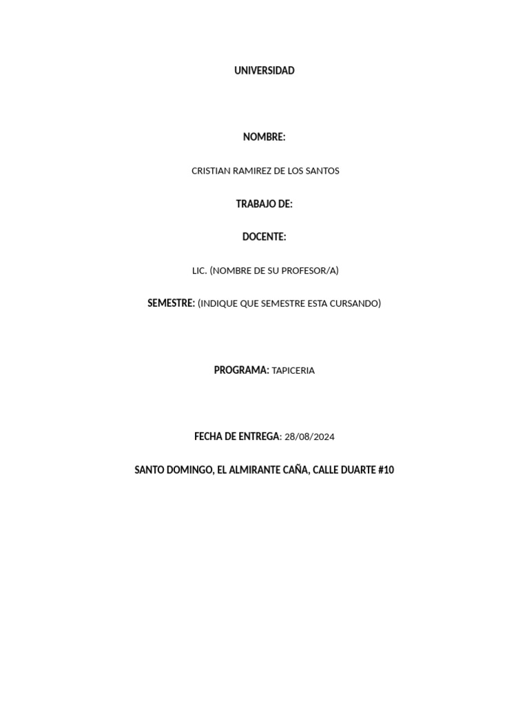 Hoja de Presentacion en Word para Trabajos Universitarios | PDF