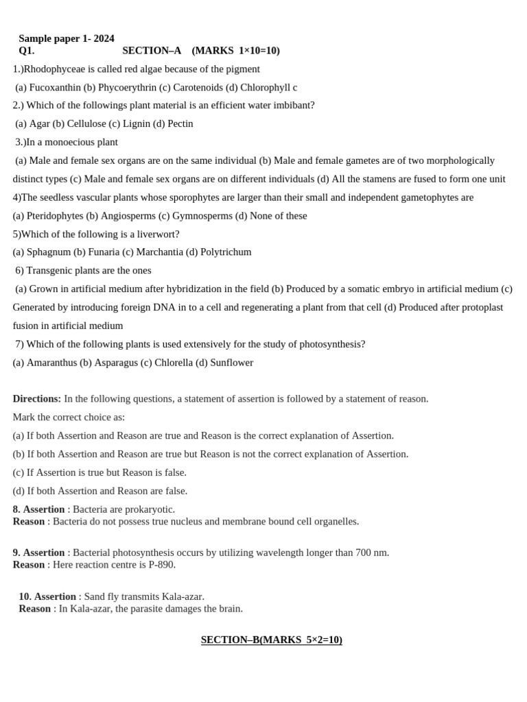 bio sample paper1 | PDF | Cyanobacteria | Bacteria
