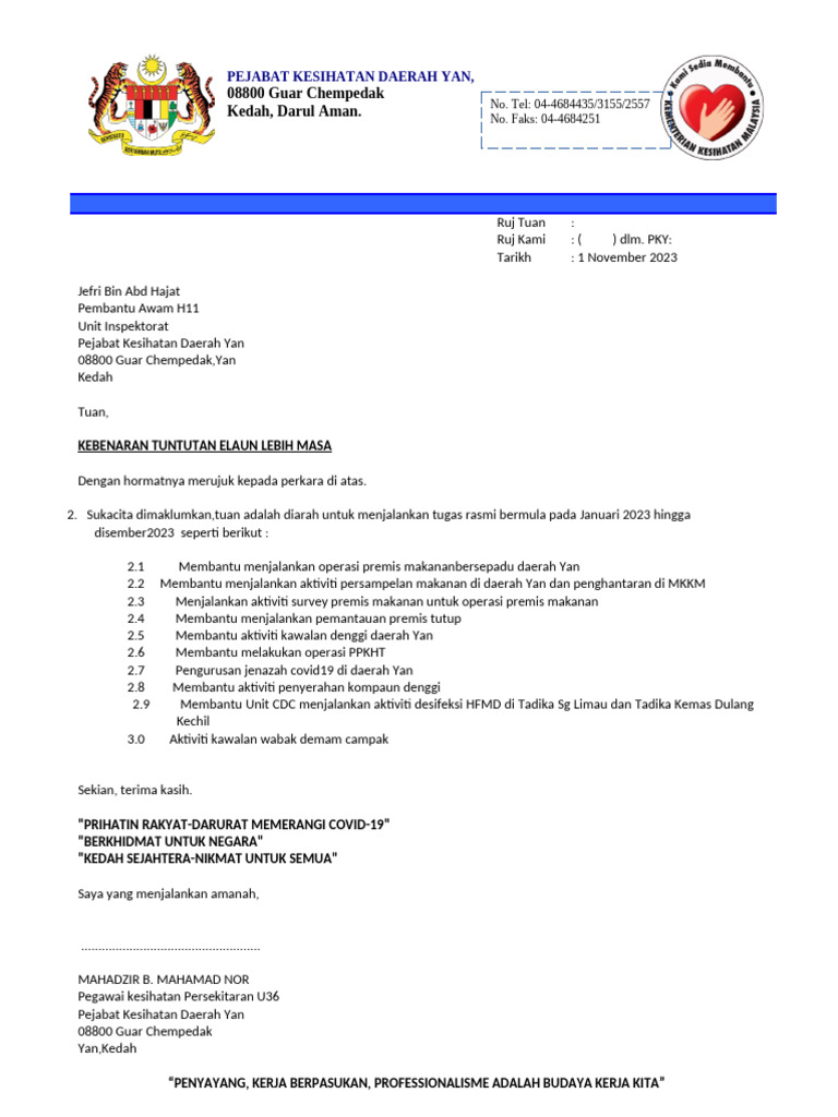 Mat Jep Kebenaran Kerja Lebih MAsa 2019 | PDF