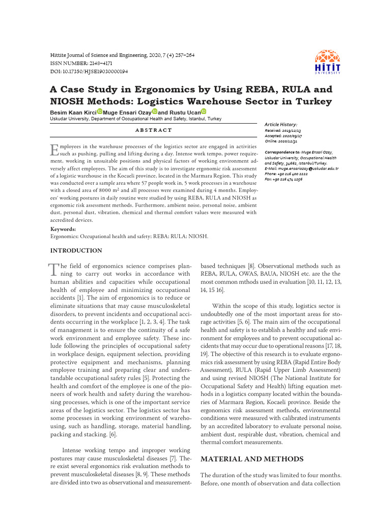 A Case Study in Ergonomics by Using Reba Rula and Niosh 3ewlbhsg6n ...