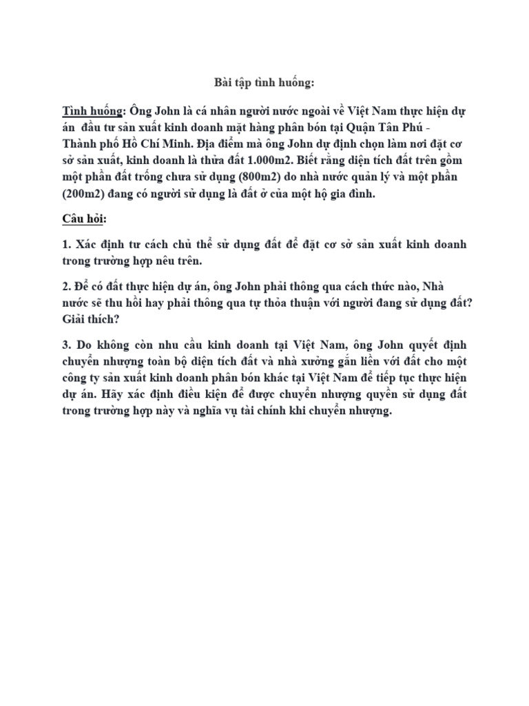 Bai Tap Tinh Huong | PDF