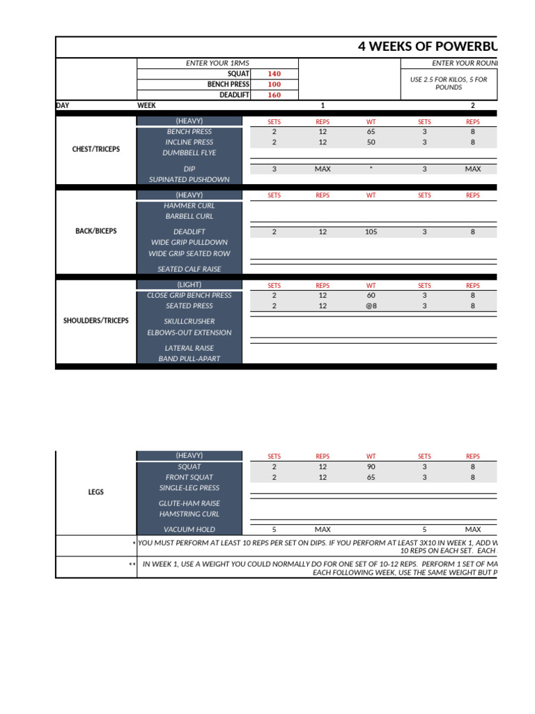 Free Powerbuilding Program | PDF | Weight | Physical Exercise