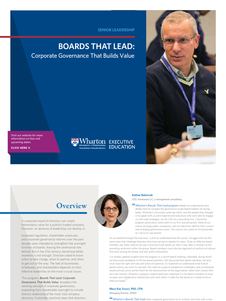 Boards That Lead: Governance Insights | PDF | Corporate Governance ...