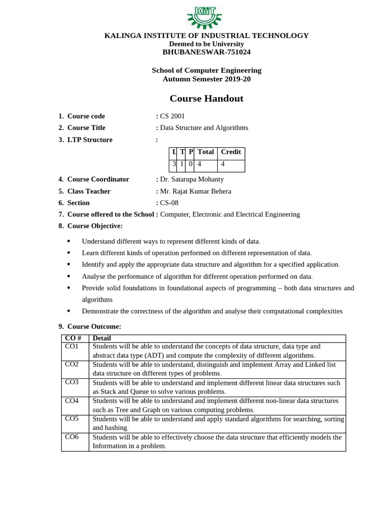 Course Handout | PDF | Time Complexity | Matrix (Mathematics)