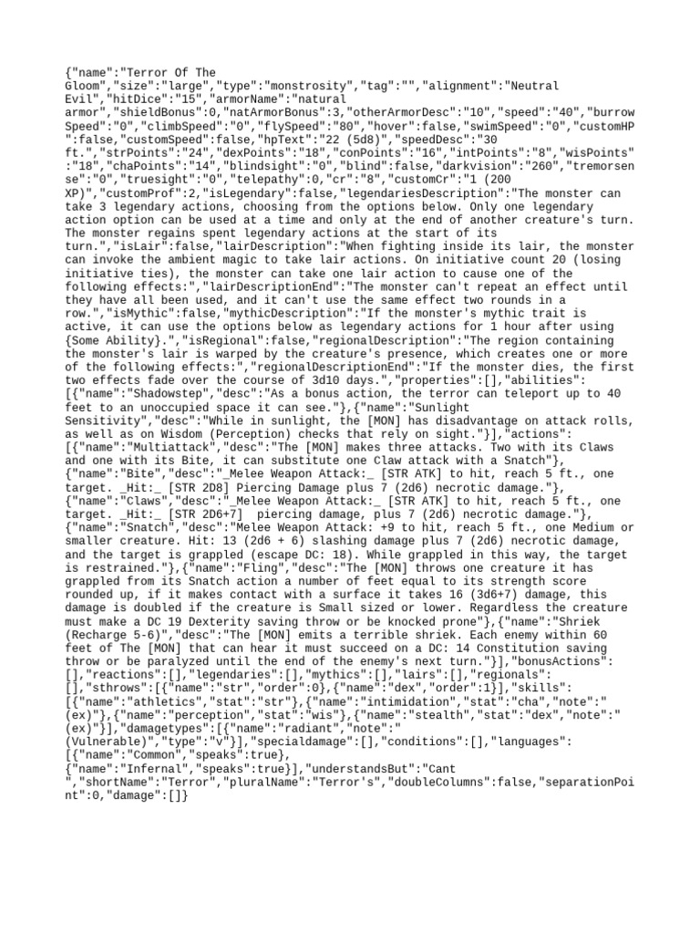 Terror of The Gloom - Monster | PDF