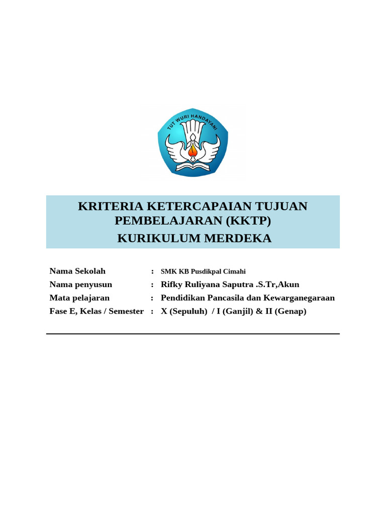 KKTP PPKn SMK KB Pusdikpal 2024 | PDF
