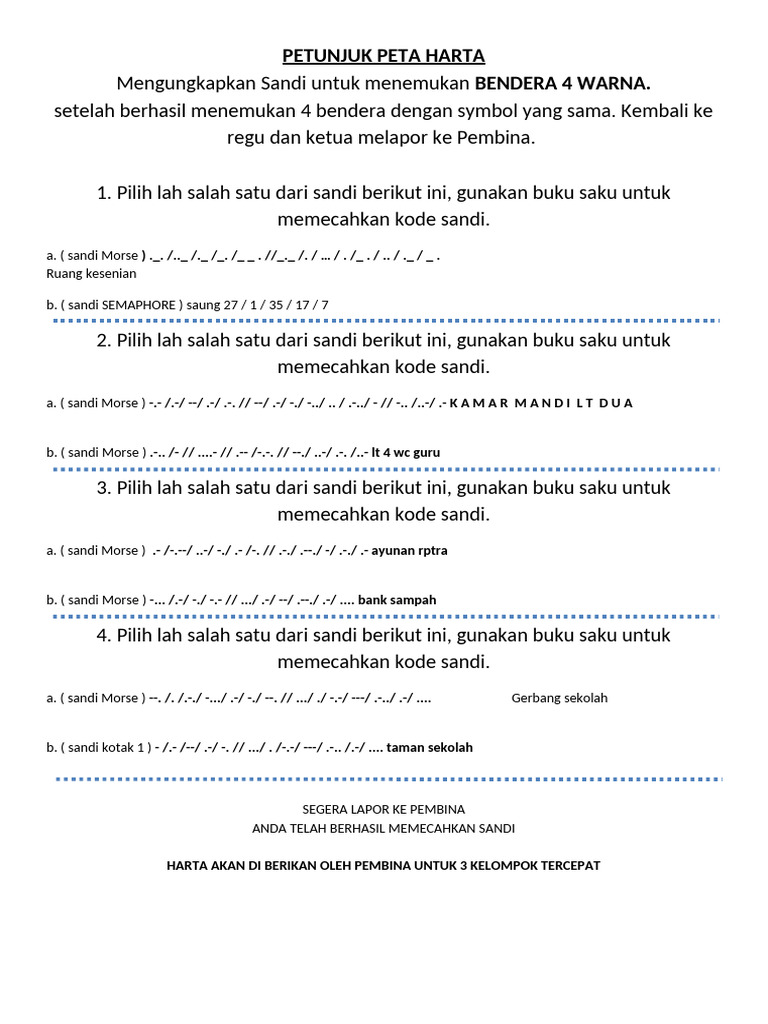 Petunjuk Peta Harta: Sandi Bendera | PDF