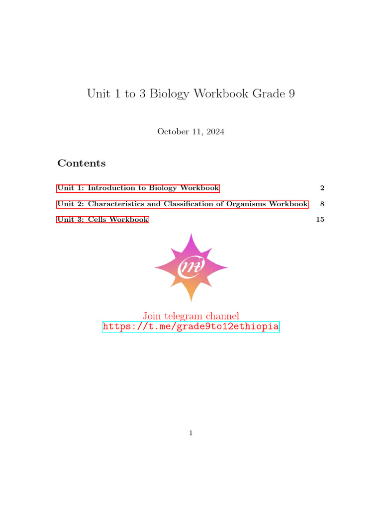 Grade 9 Biology Workbook | PDF | Endoplasmic Reticulum | Cell (Biology)
