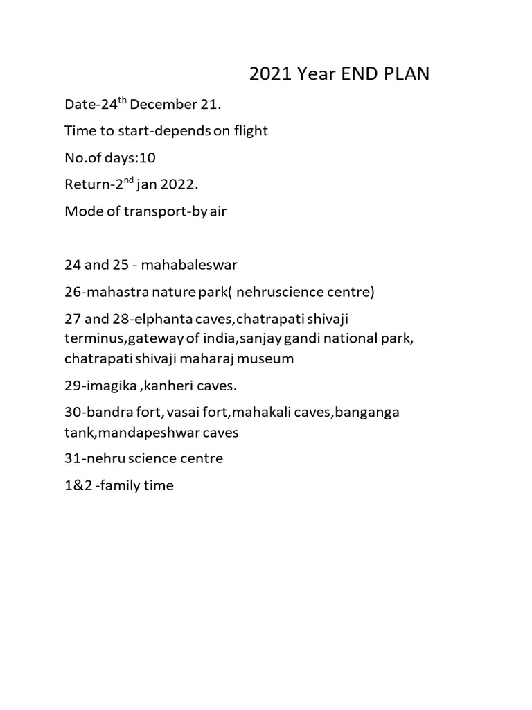 2021 Year End Plan | PDF