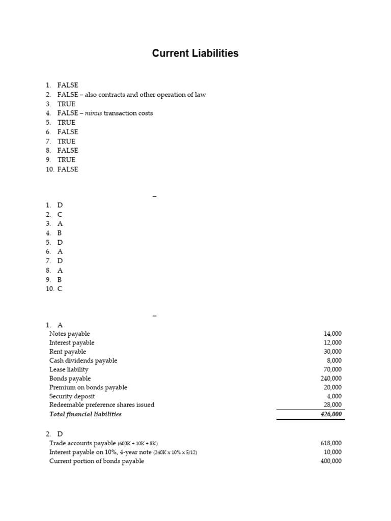 Current Liabilities Notes Payable And Bonds Payable Reviewer Pdf