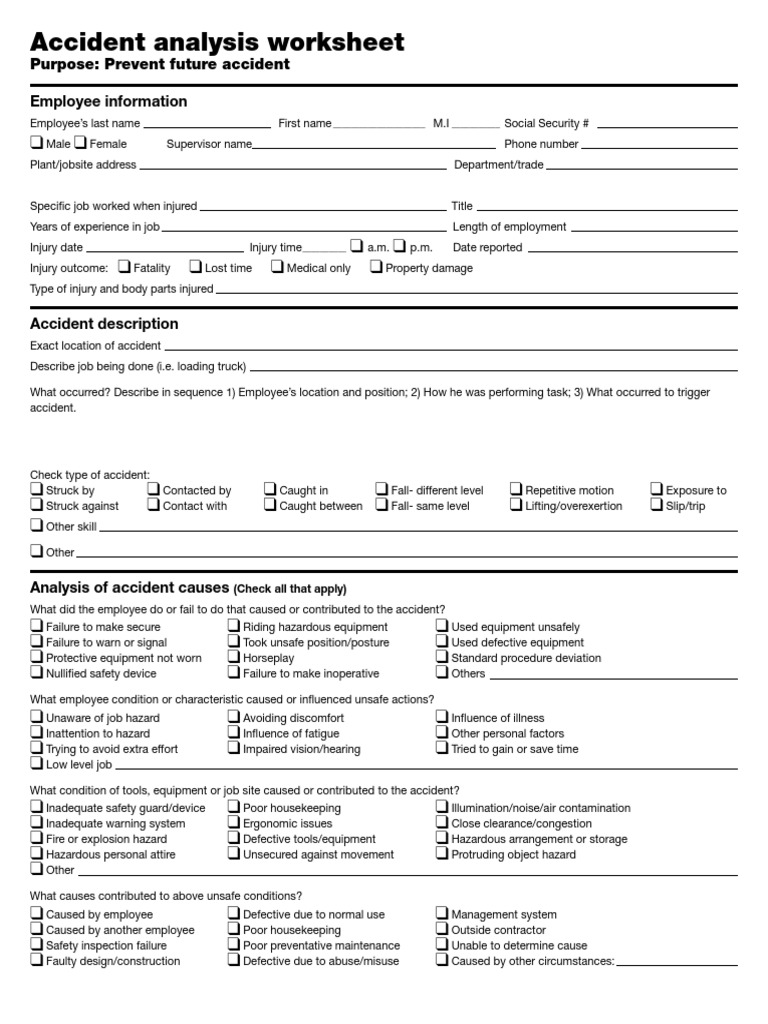 Accident Analysis Worksheet | PDF | Hazards | Safety