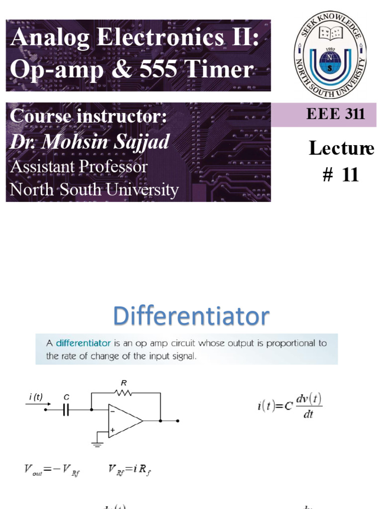 MOJ Summer 2024 EEE 311 Lecture 11 Note | PDF | Operational Amplifier ...