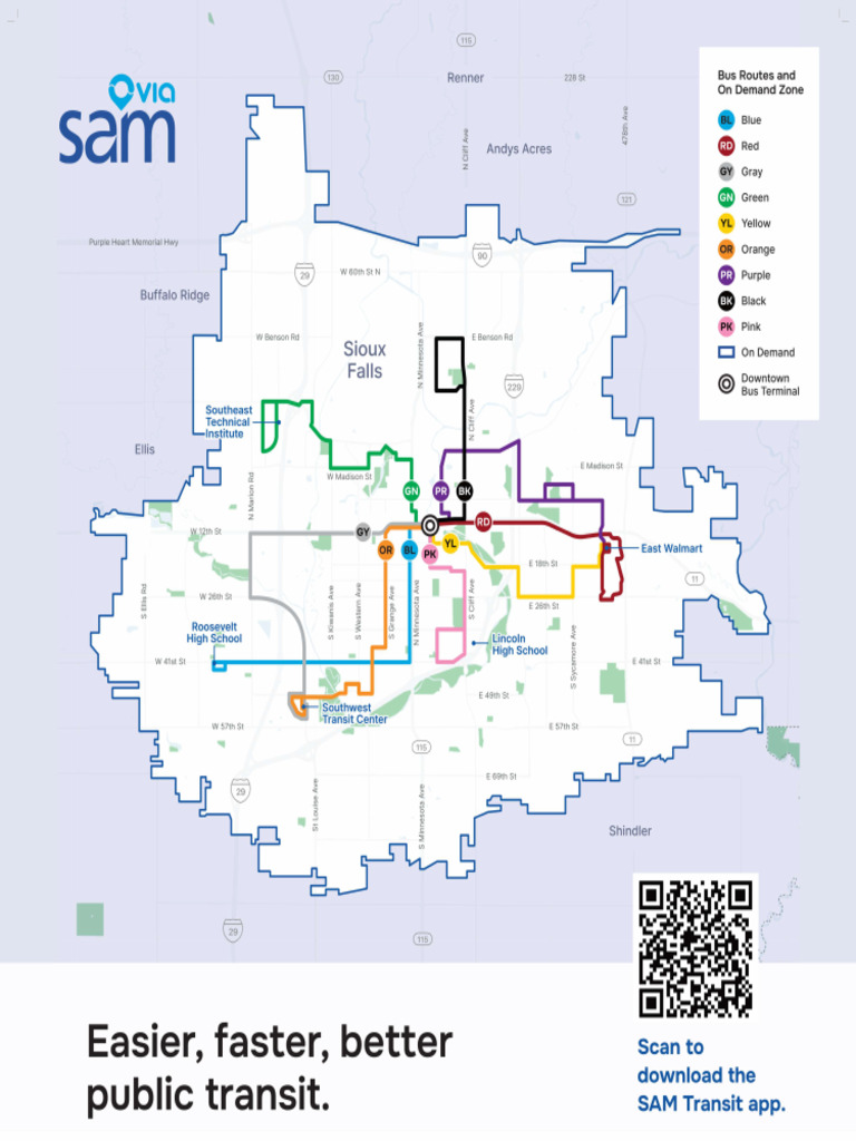 SAM Bus & On Demand Map Sept 2024 | PDF