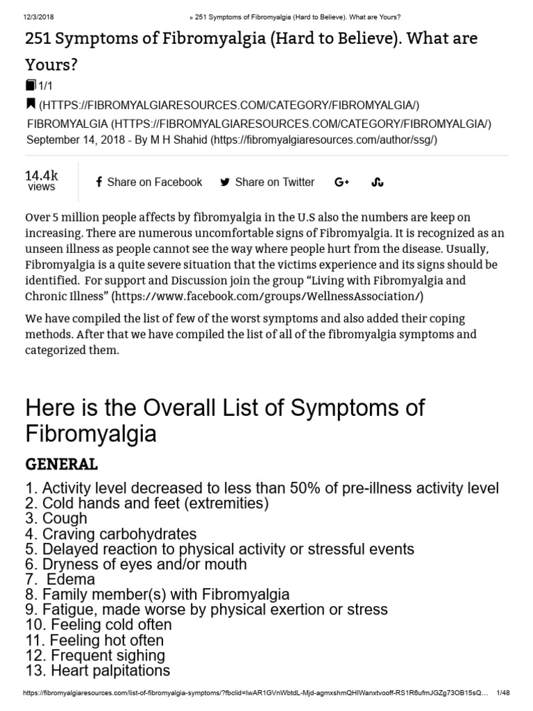 Comprehensive Fibromyalgia Symptoms List | PDF | Irritable Bowel ...