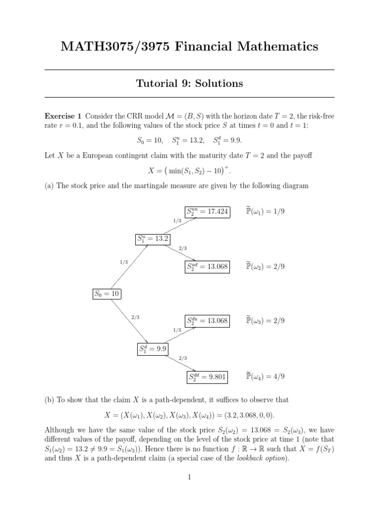 MATH 3075 3975 s9 | PDF | Option (Finance) | Mathematical Economics