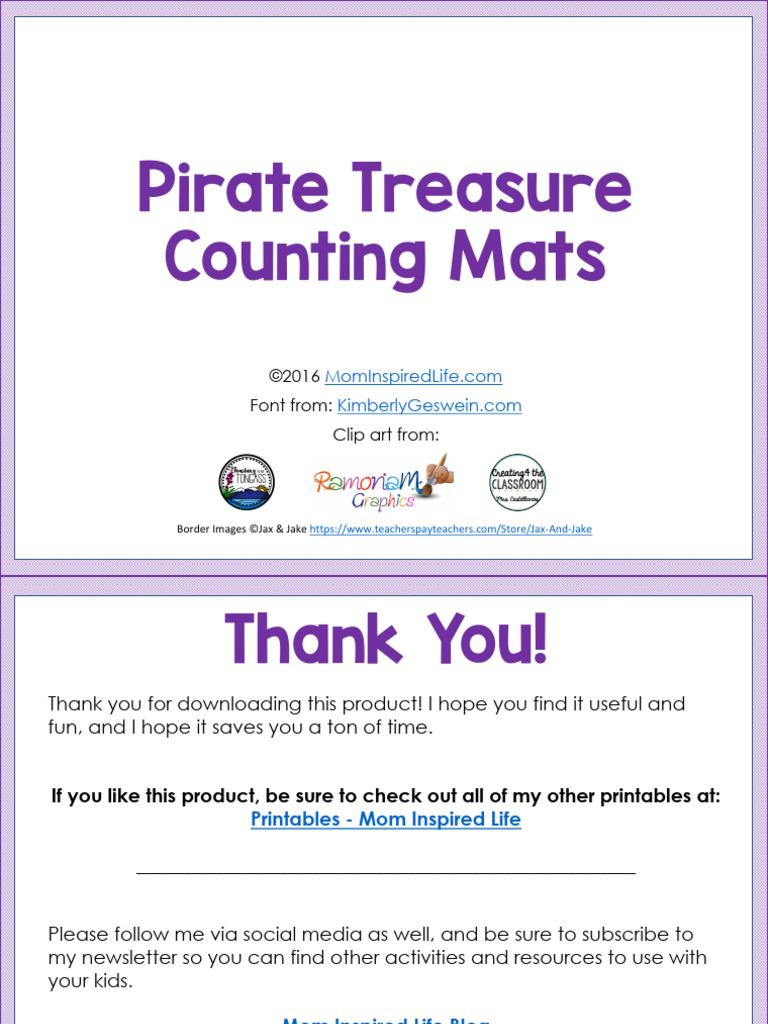 Pirate Treasure Counting Mats Printable | PDF | Software | Computer ...