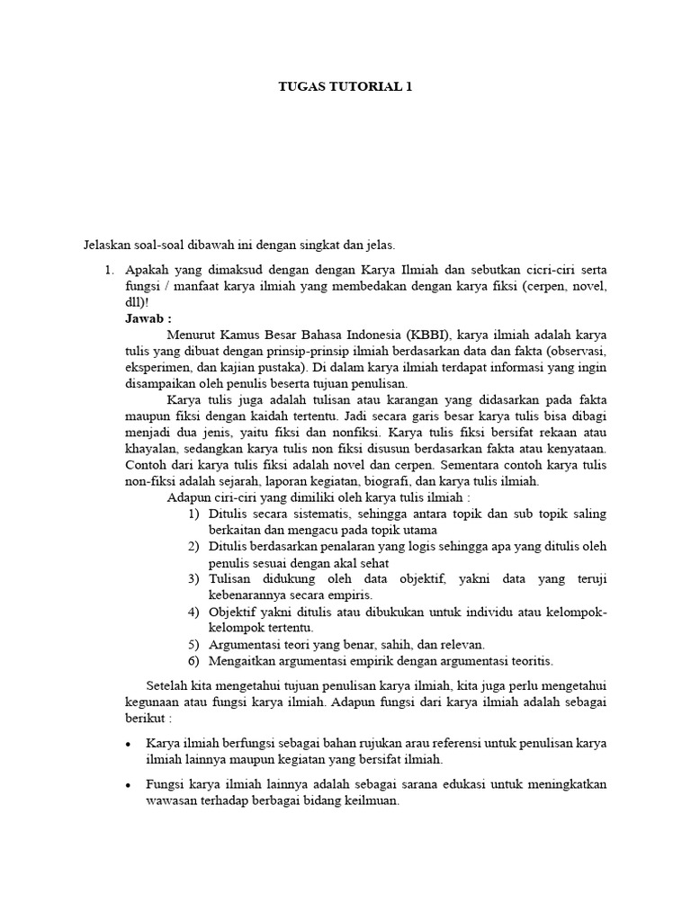 Tugas Tutorial 1 - Teknik Penulisan Karya Ilmiah - Firyal Hanifatunnida (857264535) | PDF ...