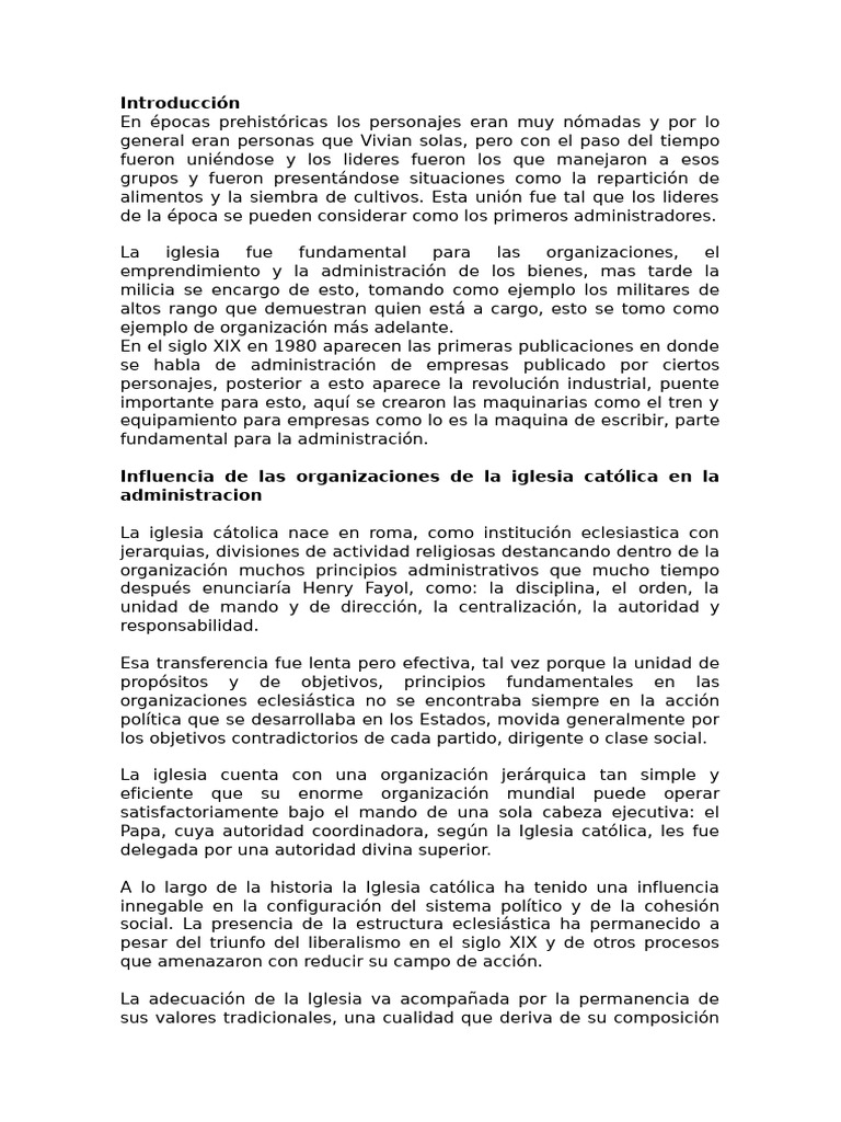 Influencia Católica en Administración | PDF | Iglesia Católica ...
