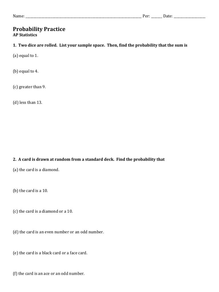 Probability Practice | PDF | Probability | Statistical Theory
