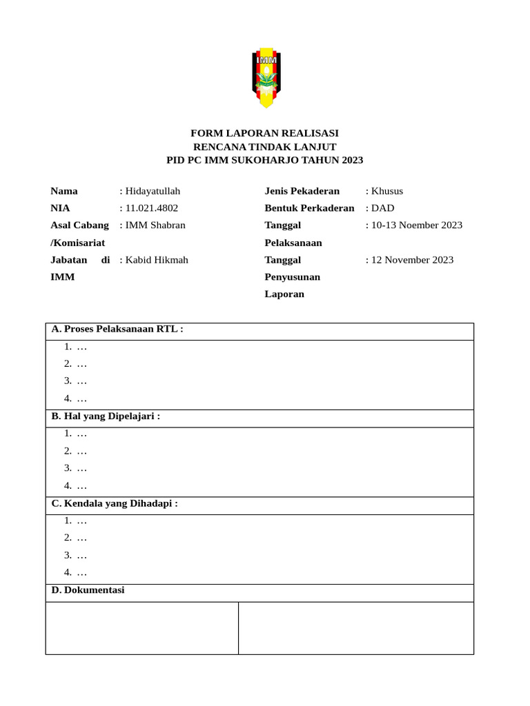 Form Laporan RTL Imm | PDF | Teknologi & Rekayasa