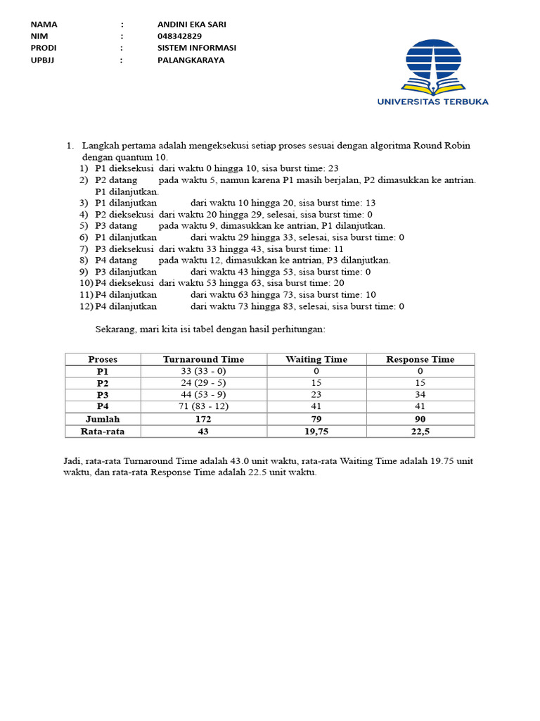 Algoritma Round Robin dan Manajemen Memori | PDF