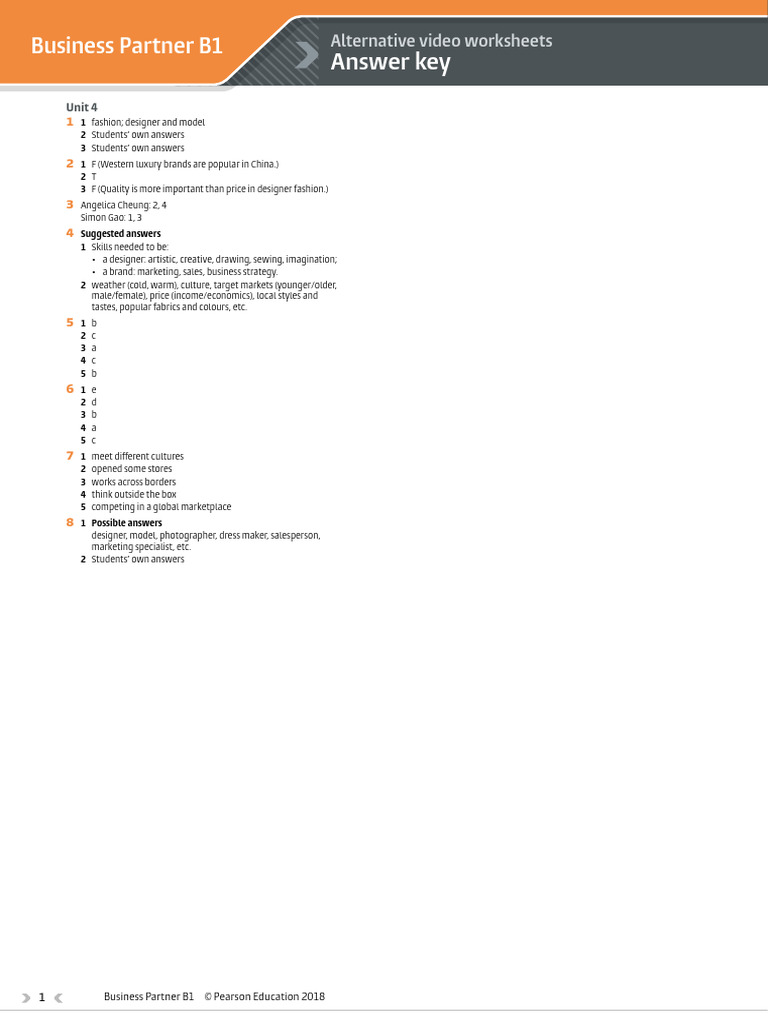 Bus Part b1 Altvidws Key U4 | PDF