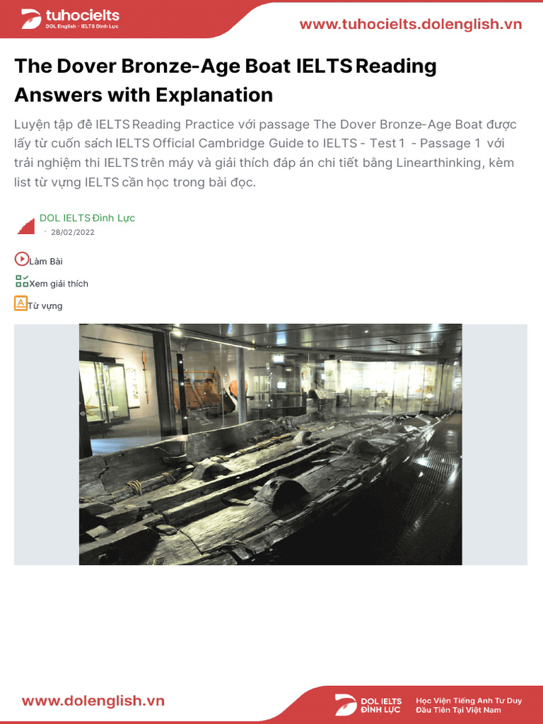 Dover Bronze-Age Boat: IELTS Reading Guide | PDF | Archaeology