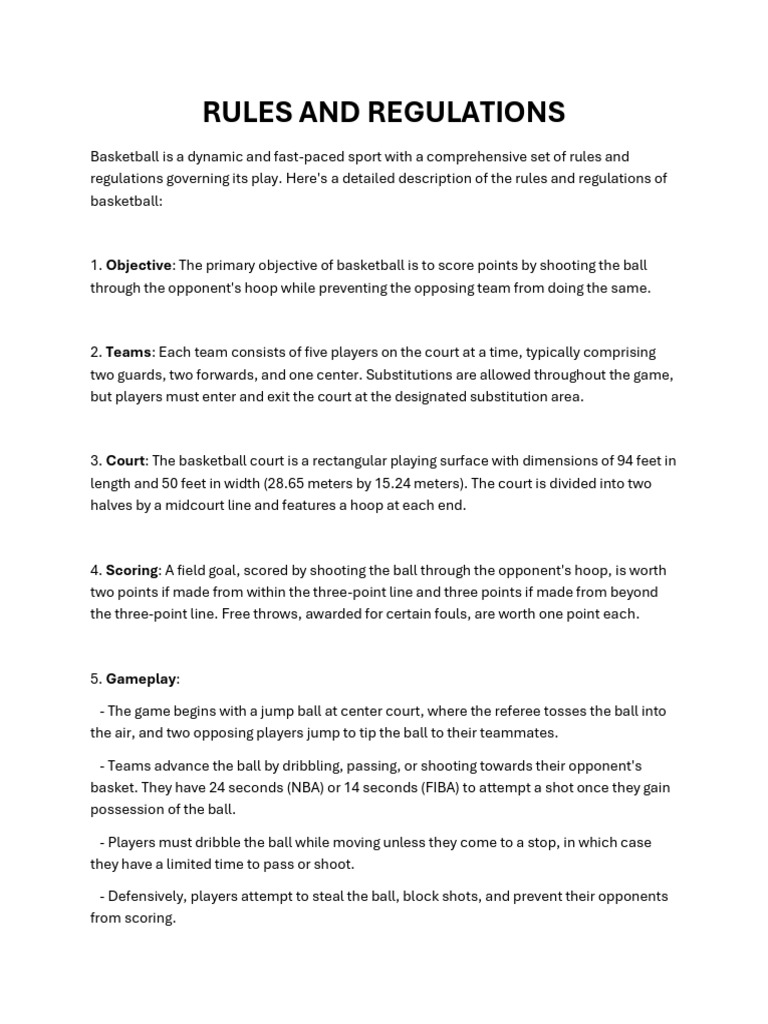 Basketball Is A Dynamic and Fast-Paced Sport With A Comprehe | PDF ...