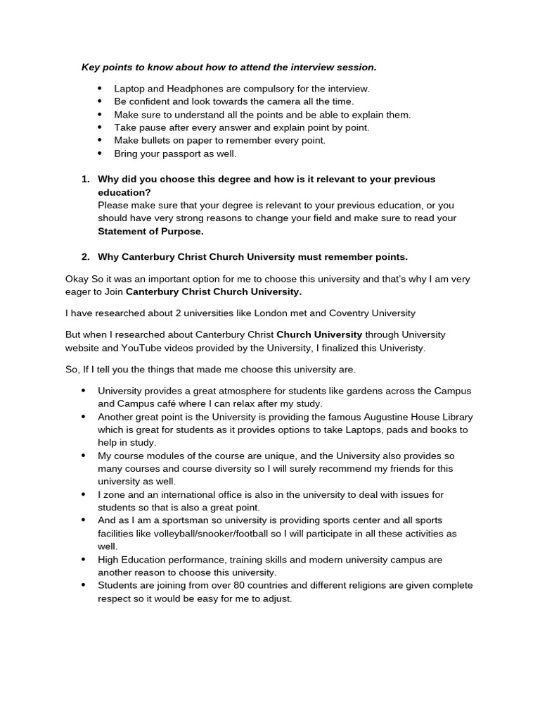 Key Points To Know About How To Attend The Interview Session | PDF | Canterbury