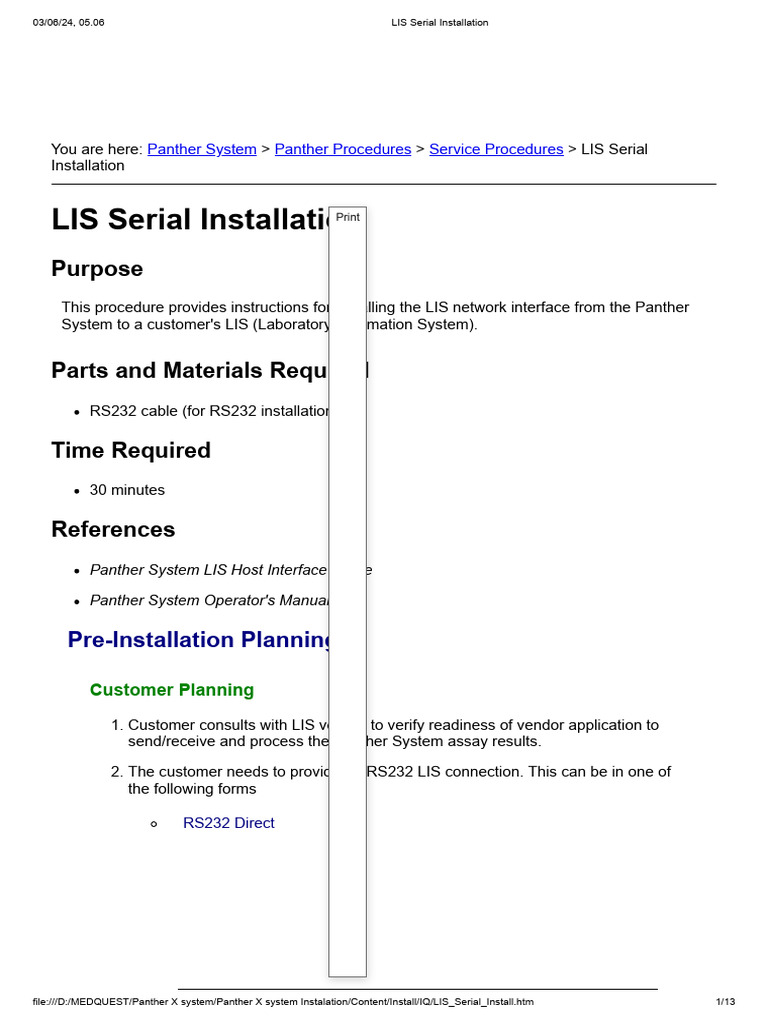LIS Serial Installation Guide | PDF | Data Transmission | System Software