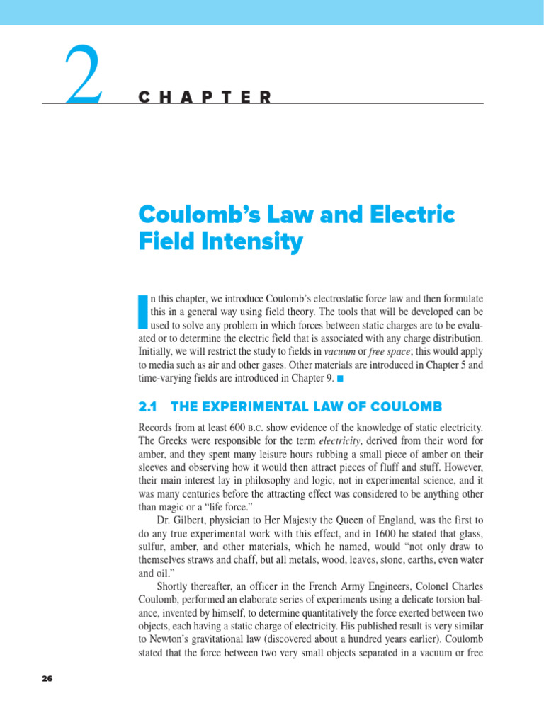 PDF - Coulomb's Law and Electric Field Intensity | PDF | Electric Field ...