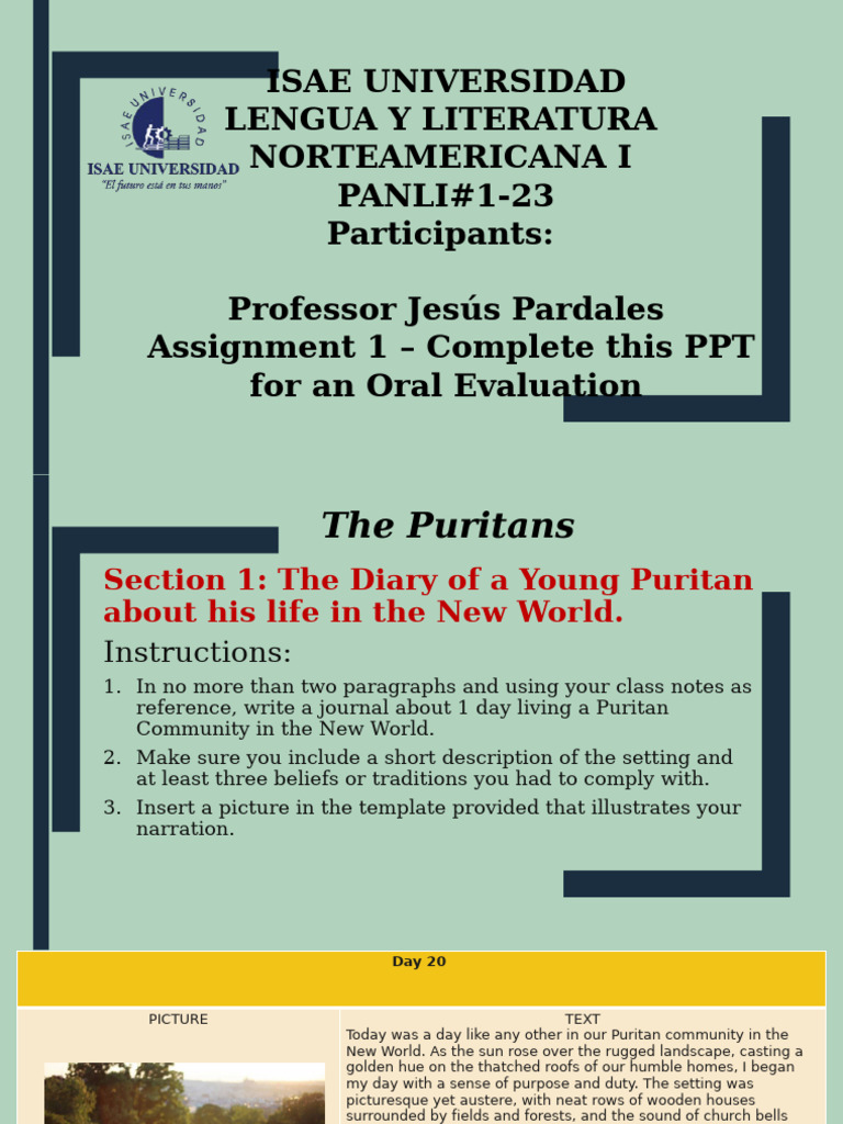Lengua y Literatura - Oral Assignment 1 | PDF | Sin | Puritans