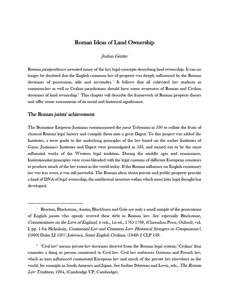 Roman Land Ownership Concepts Explained | PDF | Property | Roman Law