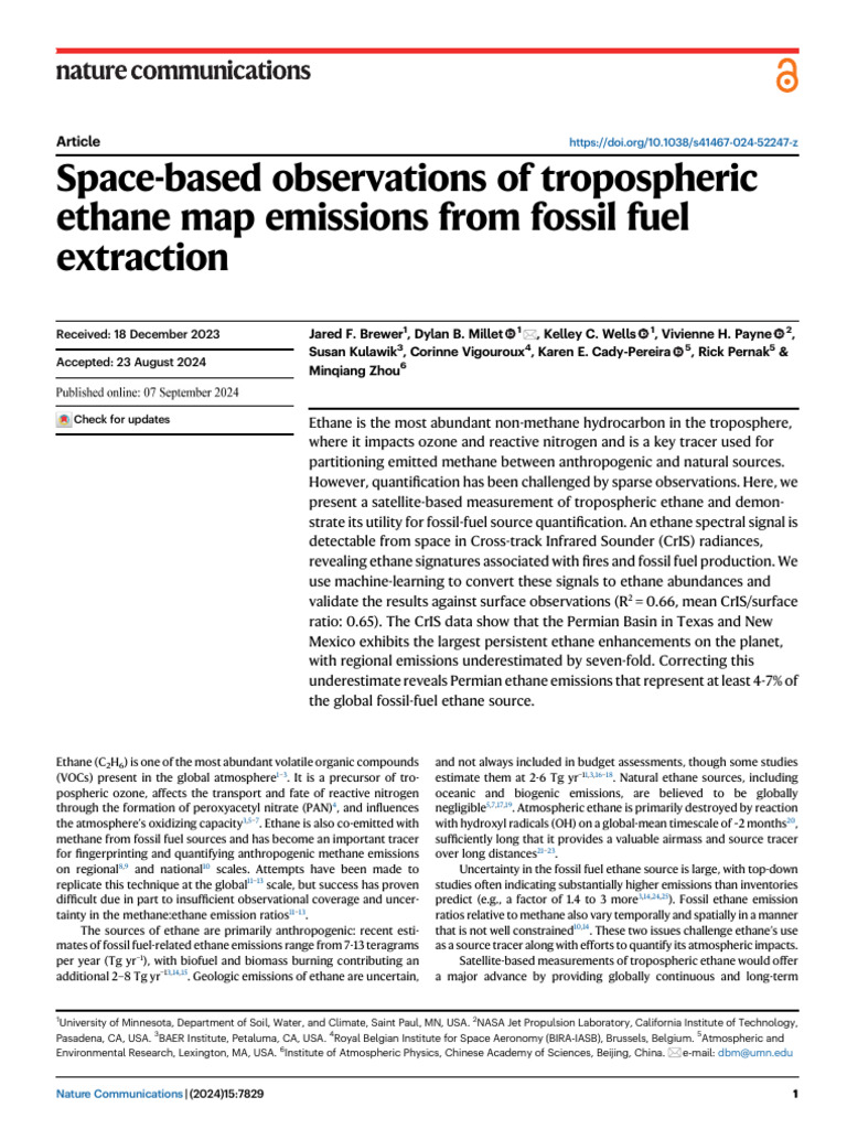 Space-Based Observations of Tropospheric Ethane Map Emissions From ...