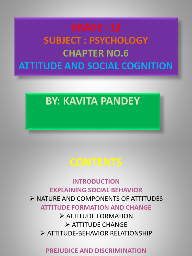 6 ExplanationAttitude and Social Cognition | PDF | Attitude (Psychology) | Prejudices