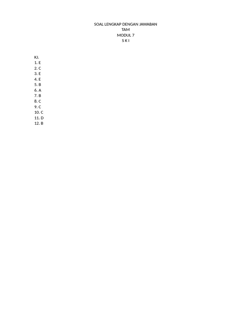 Soal Lengkap Dengan Jawaban TAM Modul 7 SKI | PDF