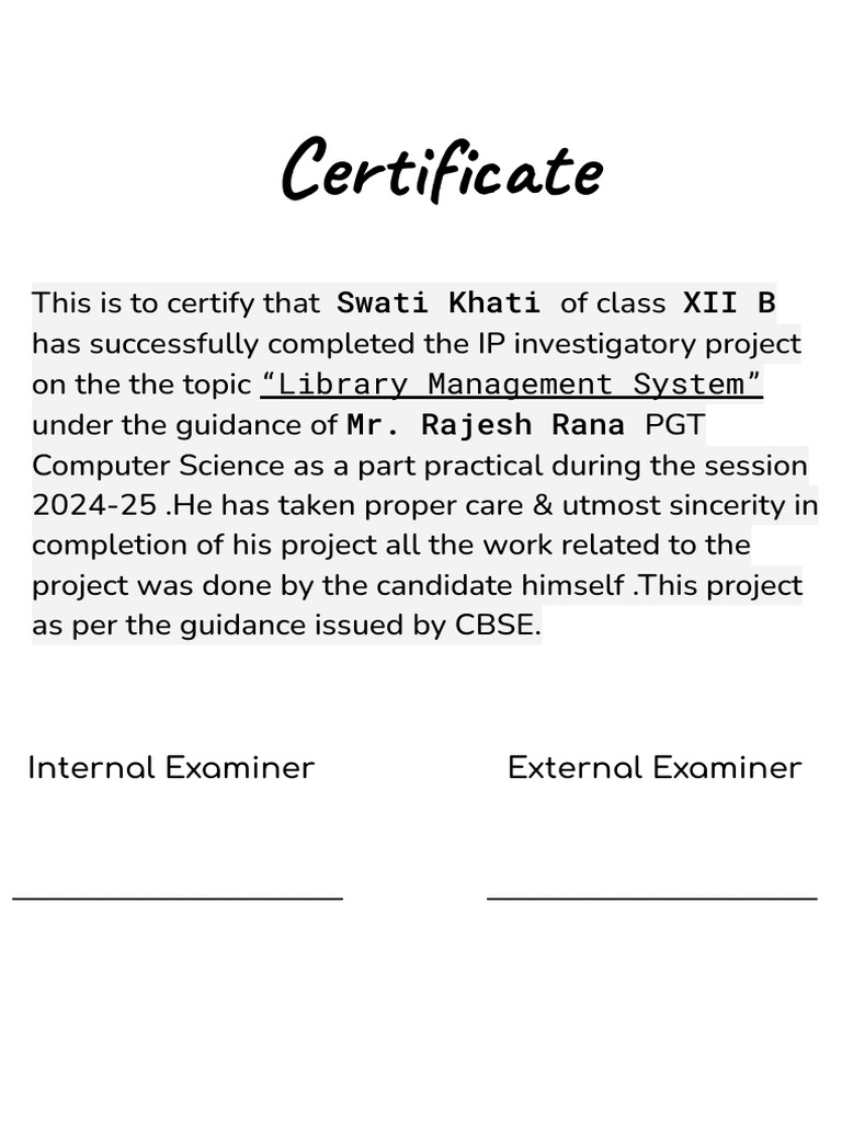 Cer Fi Te: "Library Management System" | PDF | Computers