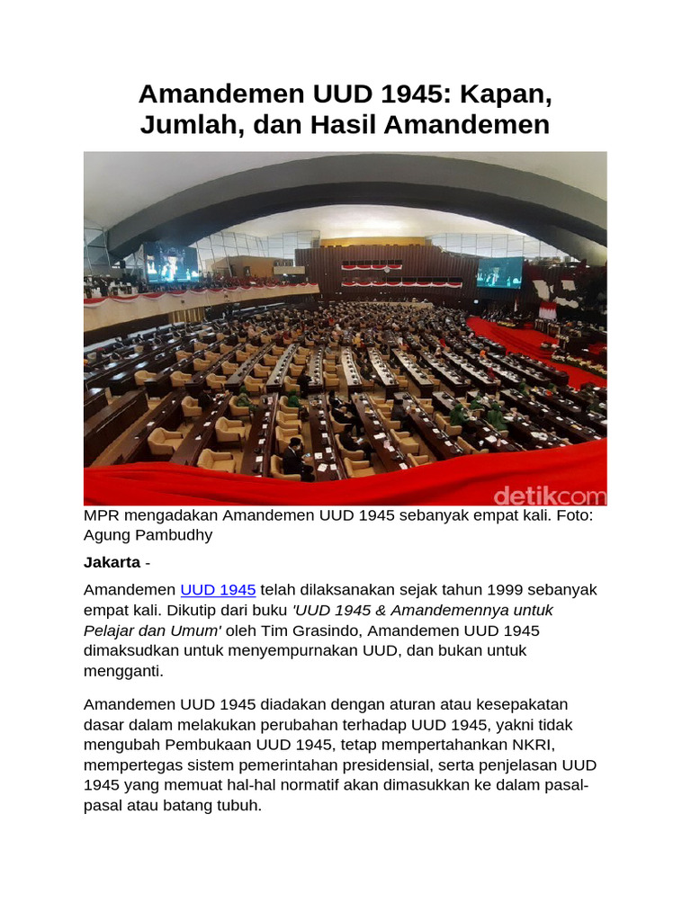 Amandemen UUD 1945 | PDF