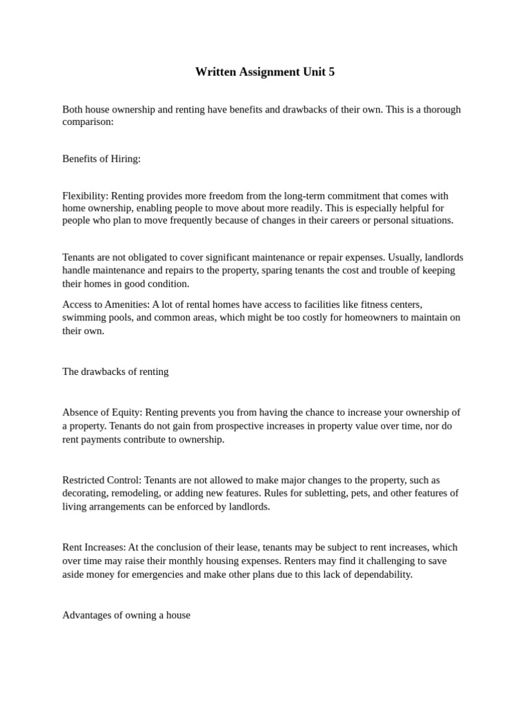 Written Assignment Unit 5 BUS 2204 | PDF | Taxes | Renting