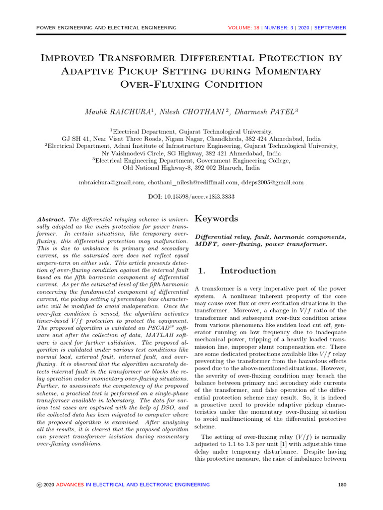 Improved Transformer Differential Protec | PDF | Transformer | Relay