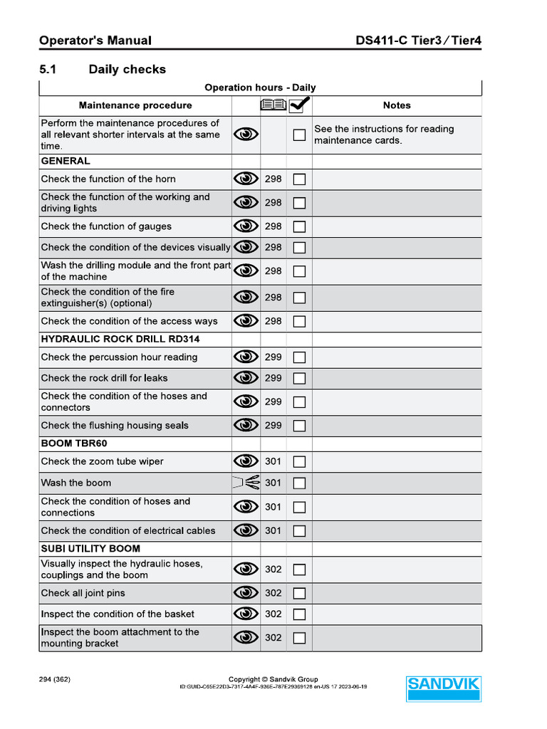 Ds411 Daily Checks | PDF