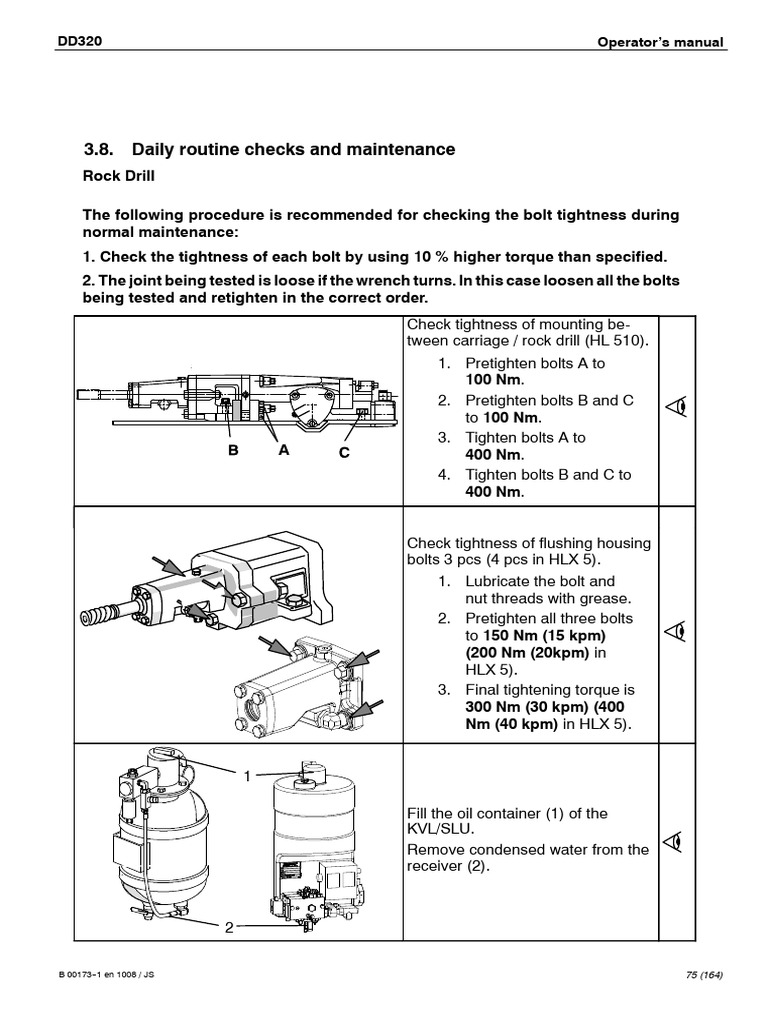 Sandvik DD320 DAILY ROUTINE | PDF | Mechanical Engineering ...
