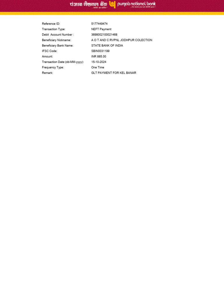 GLT Payment To Ao T&C RVPNL Jodhpur Collection For Kel Banar 15 | PDF ...