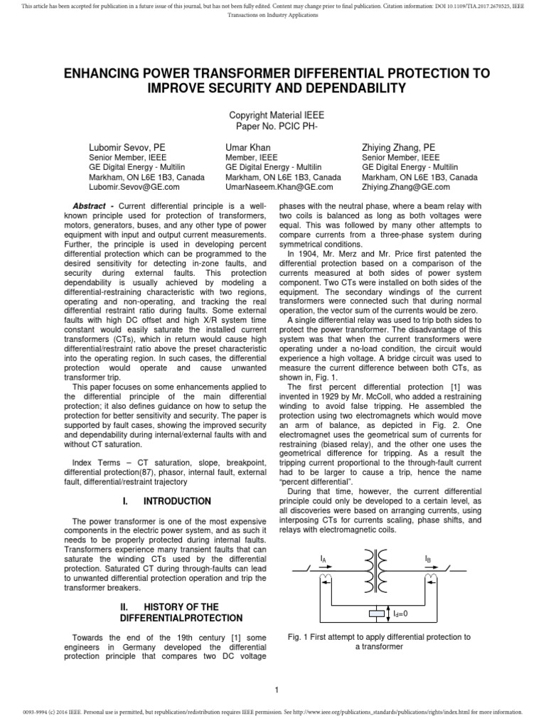 Enhancing Power Transformer Differential Pdf Transformer Electronics