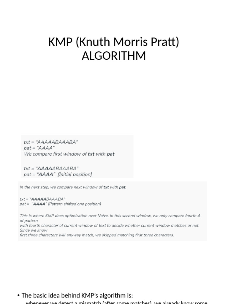 KMP Algorithm Overview and LPS Array | PDF | Teaching Methods & Materials