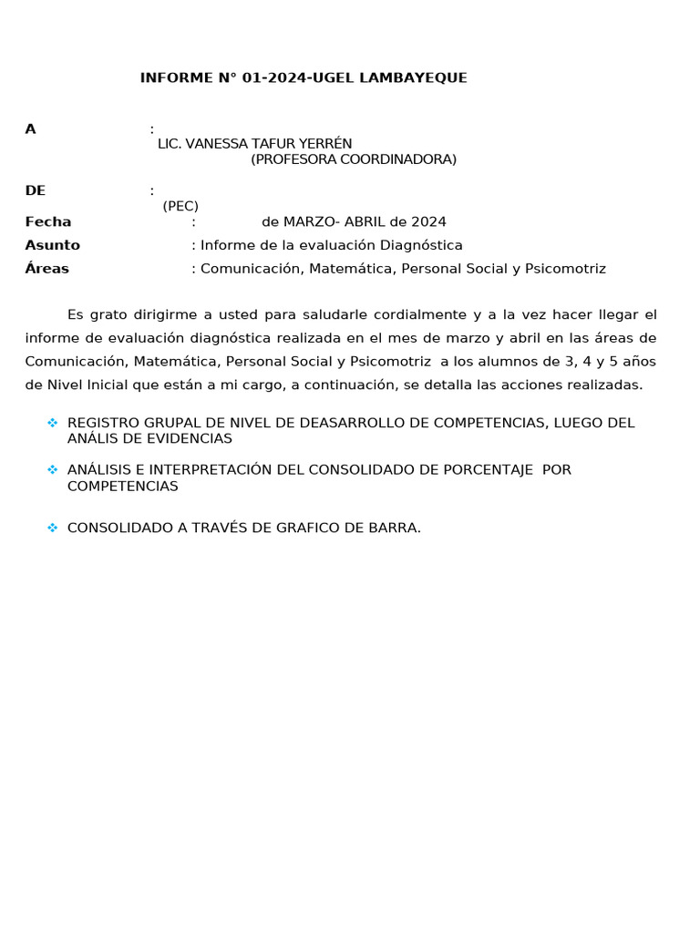 Informe de Evaluación Diagnostica 2024 | PDF | Evaluación