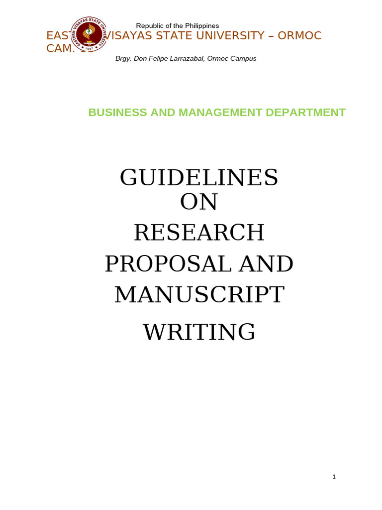 GUIDELINES ON RESEARCH PROPOSAL AND MANUSCRIPT WRITING Converted 3 1 ...
