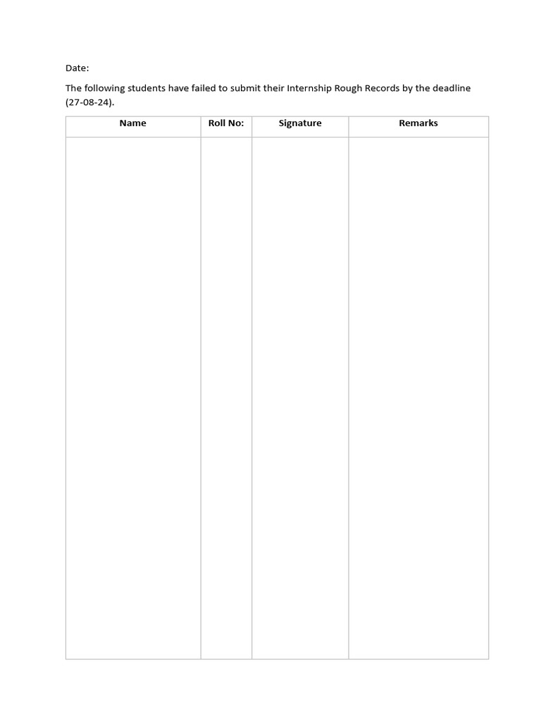 Internship Record Defaulters | PDF