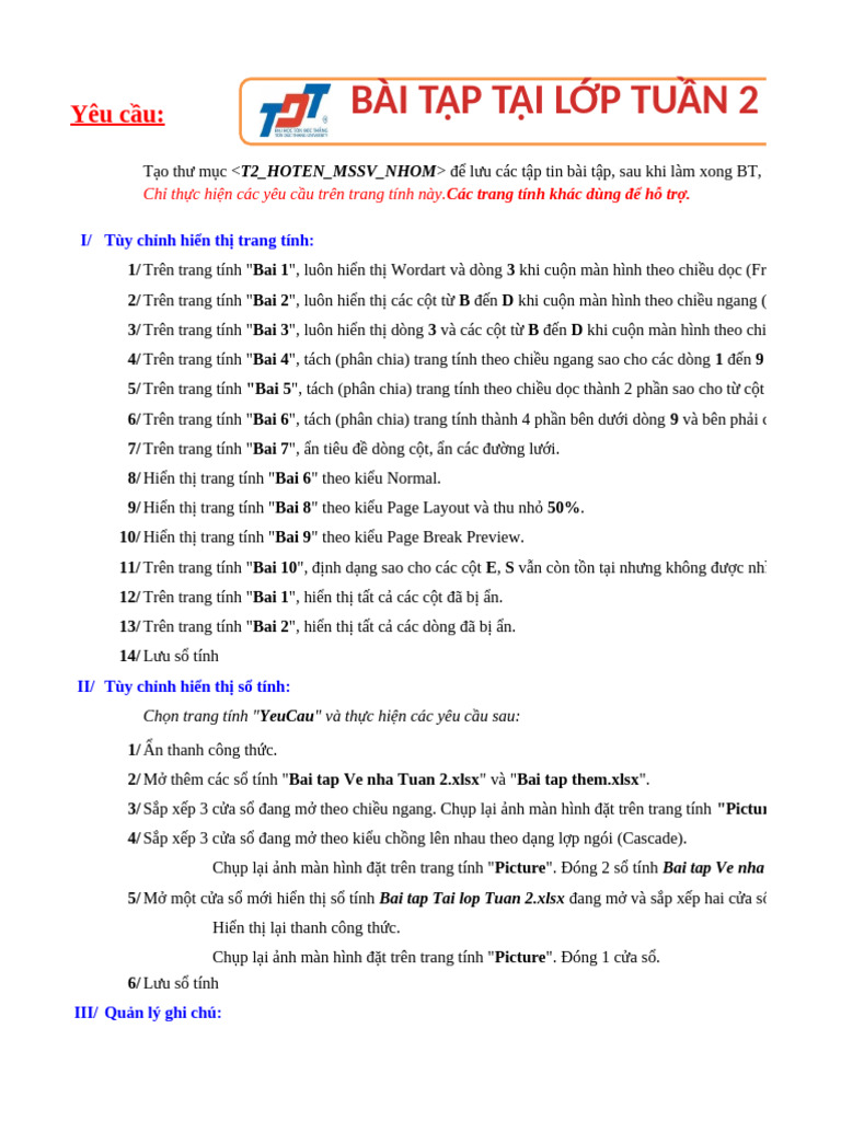 Bai Tap Tai Lop Tuan 2 | PDF