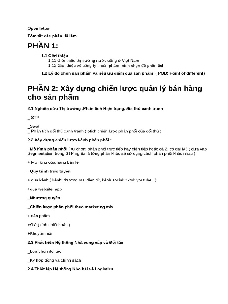 Outline Cuối Kì Kênh Phân Phối | PDF